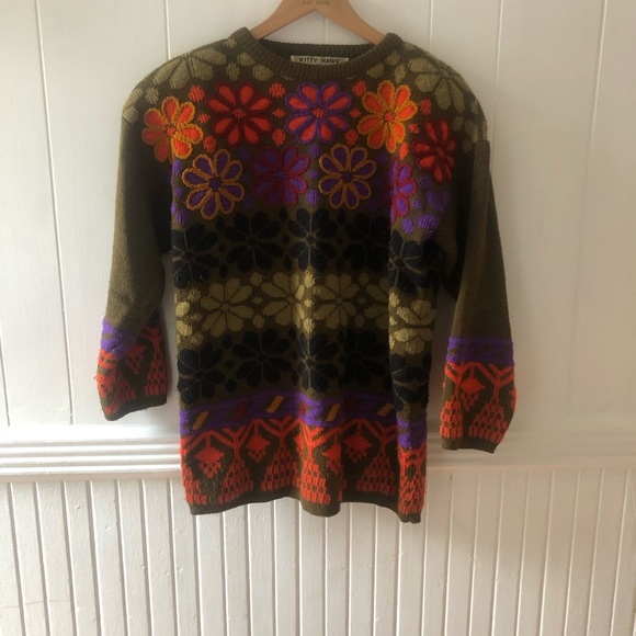 Vintage | Sweaters | Vintage Flower Power Sweater | Poshmark
